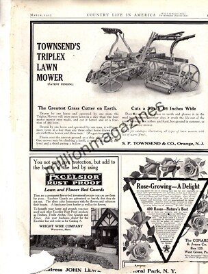 1915 Townsend Triplex Lawn Mower original ad from Country Life - Orange ...