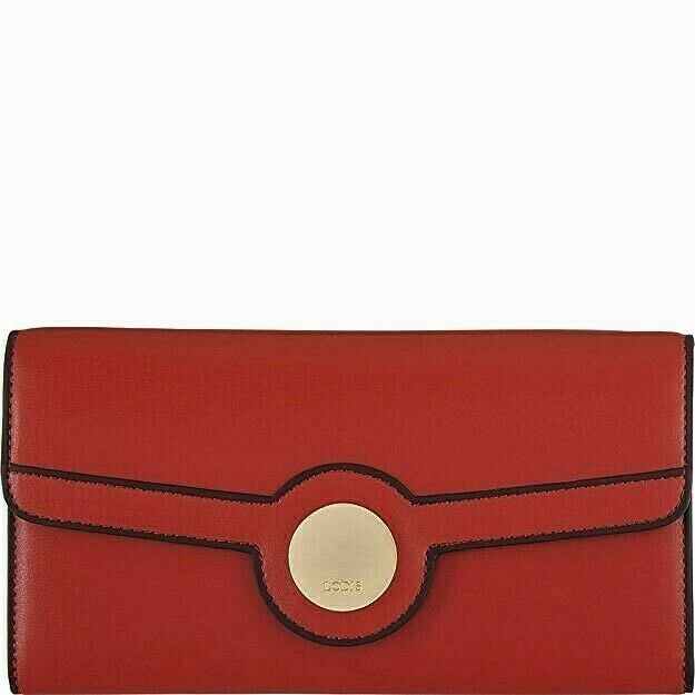 Lodis Rodeo Luna Wallet Brick Red & Black Trim Italian Leather RFID NWT ...