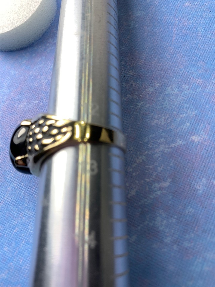 Signed SETA male ring black stone ?Onix goldtone Size 12.25 (NOS ...