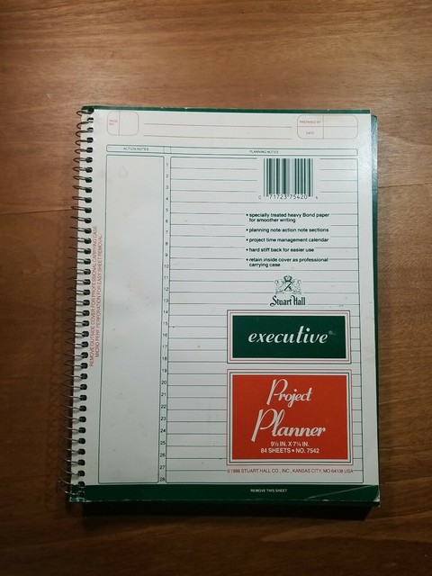 Stuart Hall Vintage 1988 Executive Project Planner Spiral Notebook 84 ...