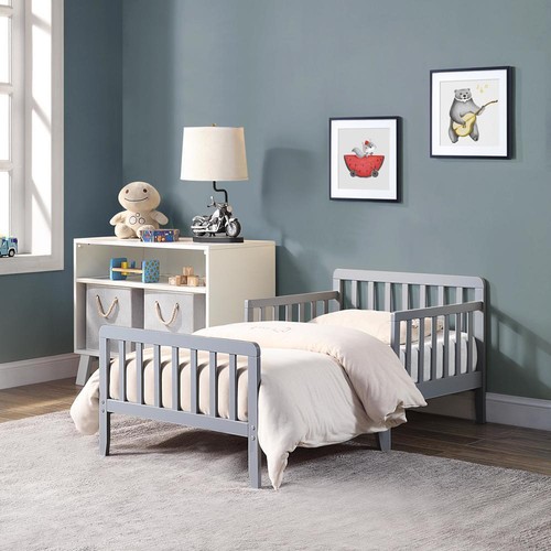 6 Colors Toddler Bed with Built-in Guardrails Side Support Rail and ...