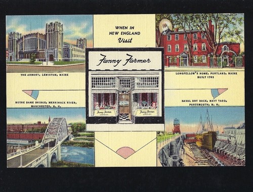 c.1940s Fanny Farmer Candy New England Multi View Linen Postcard ...