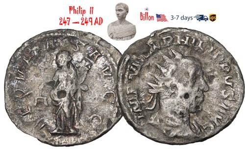 Ancient Roman Empire Coin Antoninianus Philip II 247-249AD Billon coin ...