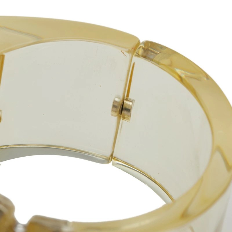 CHANEL Logo Rhinestone Clear Bangle Bracelet 8.9" Gold Tone 05P Auth #3915 | eBay