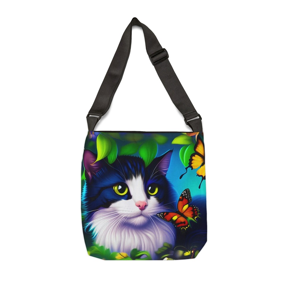 Adjustable Tote Bag Tuxedo Cat Digital AI artwork Design Cat 690 L ...