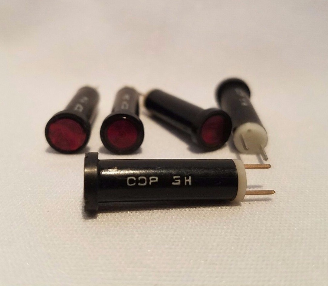 Lot of 5 DDP 5H Panel Mount Pilot Indicator Lamps Light Bulbs Red LED ...