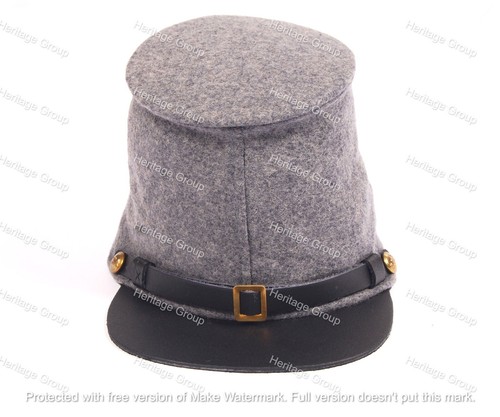 Civil War Confederate Forage Bummer Grey Kepi Leather Peak DDP - No ...