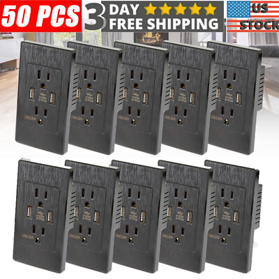 Dual USB Wall Outlet Charger Port Socket With 15A Electrical ...