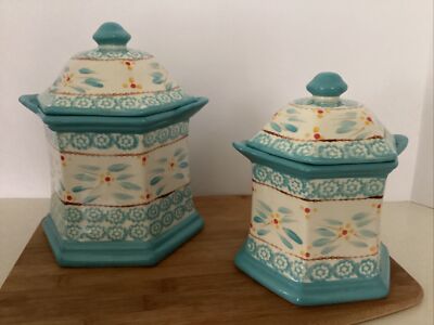 Temptations by Tara - Old World Turqouise Canister Jars cookie Flour ...