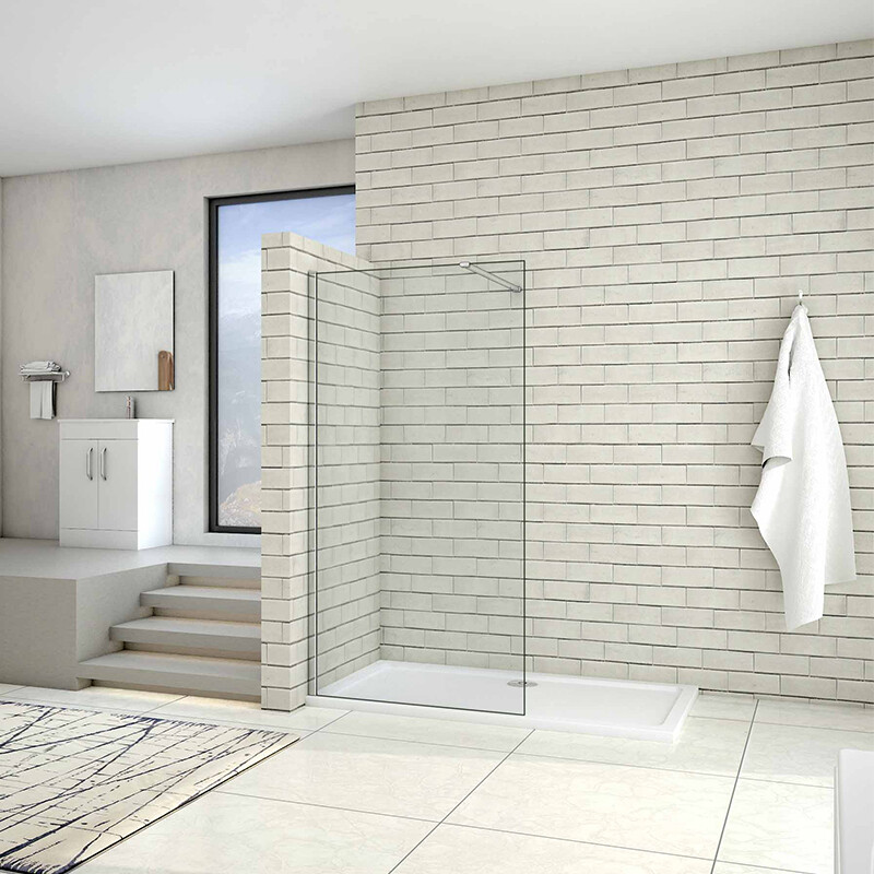 Wet Room Walk In Bath Screen Shower Enclosure 8mm Easy Clean NANO Glass ...