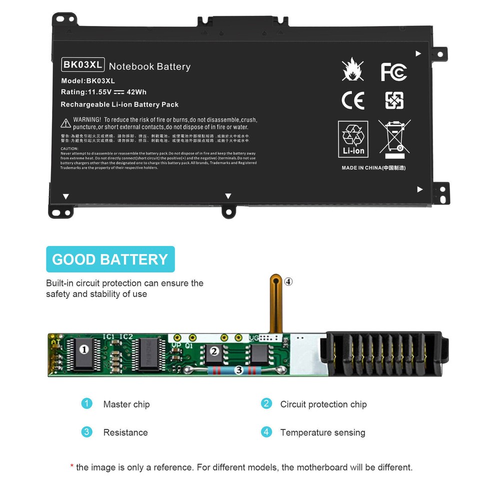 BK03XL Battery For HP Pavilion x360 Convertible 14-ba175nr 14-ba000 ...