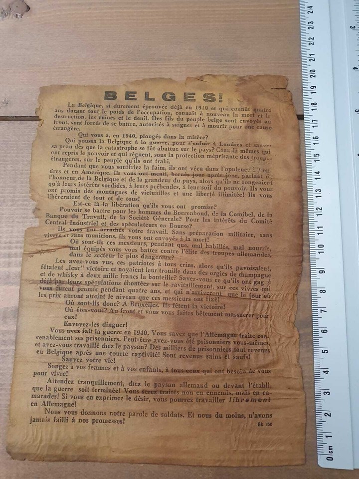 Original WW2 Belgian American propaganda leaflet: 'Belges / Vlamingen ...