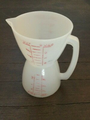Vtg Tupperware Measuring Cup 860 Two-Sided Double Wet Dry Handle Red ...