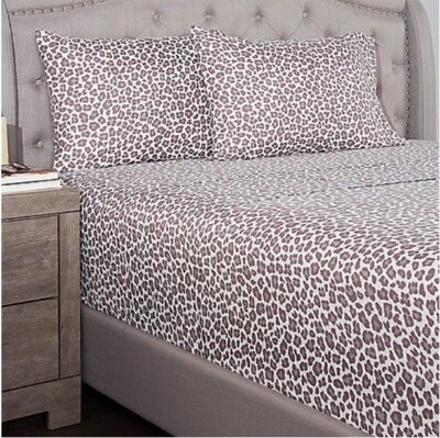 Cozelle Microluxe Animal Print 4-Piece Sheet Set King-Grey color | eBay
