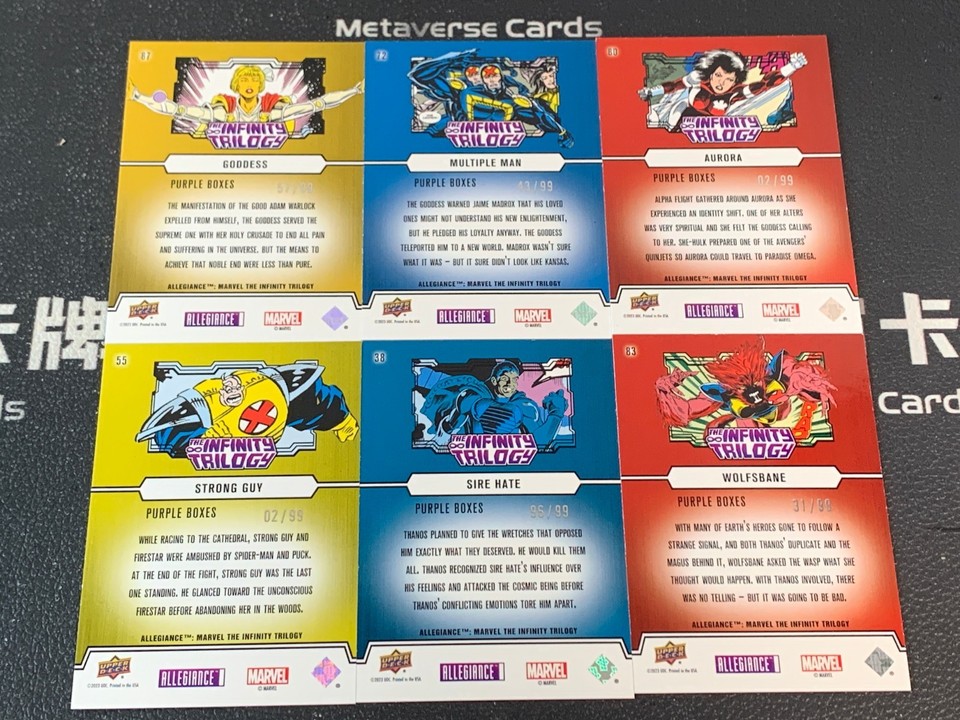 2023 Marvel The Infinity Trilogy Aurora Goddess Purple Boxes /99 Lot*6 ...