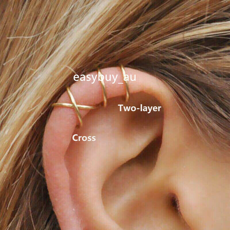 1 Pair REAL S925 Sterling Silver Ear Cuff Earring Cartilage No Pierce Minimalist | eBay