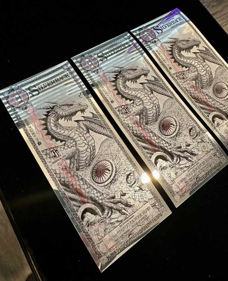 3X Silverback Dragon Limited Edition .999 Fine Silver Note Consecutive ...