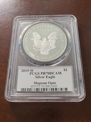 2019-W SILVER EAGLE PCGS PR70 DCAM LEGACY COLLECTION MAGNUM OPUS Label ...