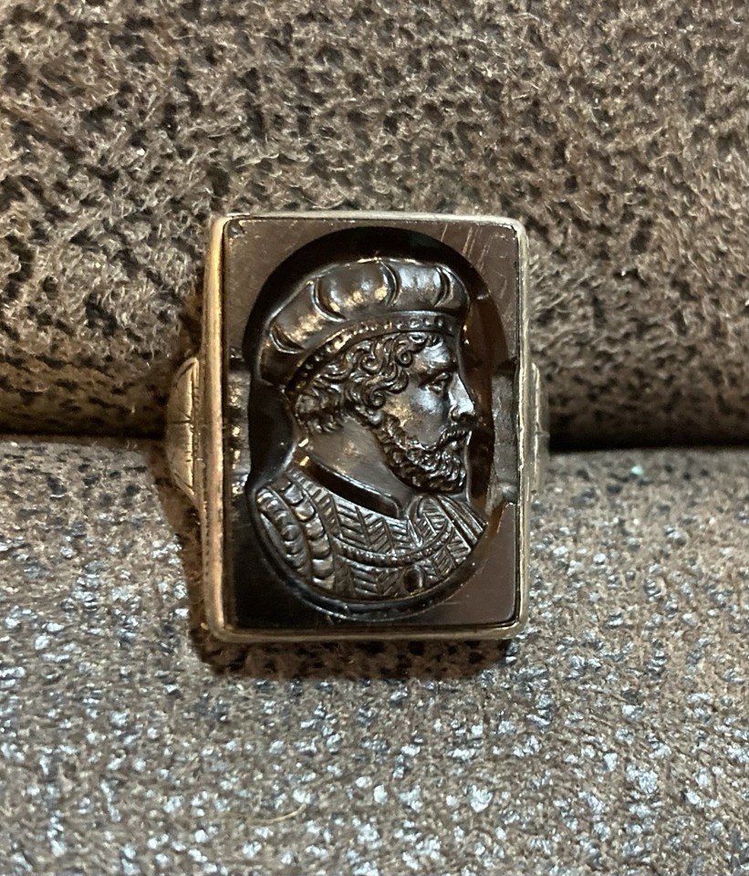 Vintage Sterling Silver Intaglio Ring Size 7 Henry VIII(?) | eBay