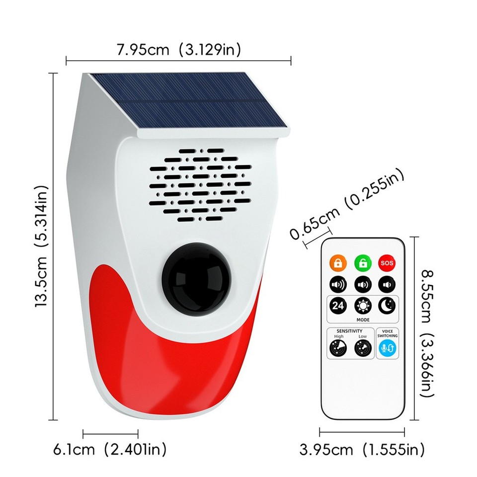 Solar Strobe Light Wireless 120db Alarm System For Home Infrared Motion ...