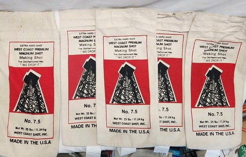 5 EMPTY West Coast Brand Premium Magnum Shot 25lbs Canvas Bag #7.5 ...