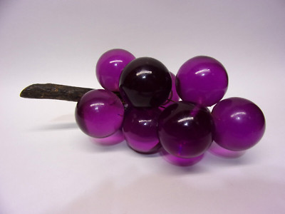 Vintage 1960's MCM LARGE Acrylic Lucite Purple Grapes Wood Stem | eBay