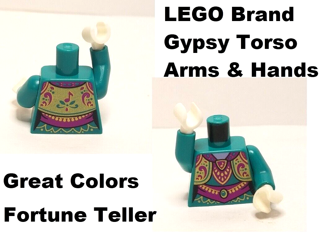 LEGO Minifigure Torso Gypsy Turquoise Belly Dancer Body Gold Cropped ...