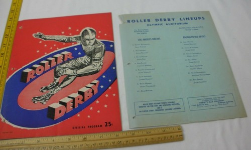 Los Angeles Braves Olympic Aud 1955 Roller Derby program Brooklyn Red ...