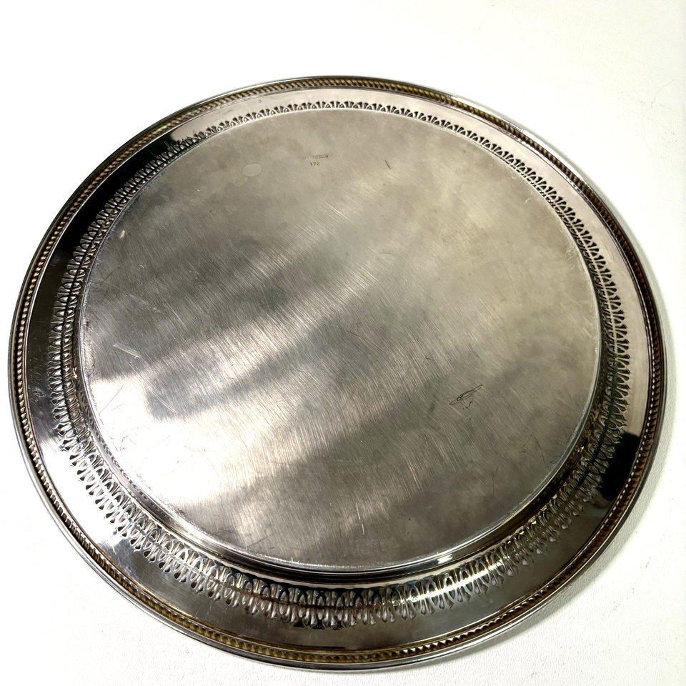 Wm Rogers #172 Silver Plate Round Reticulated Serving Tray Vintage, 15 ...