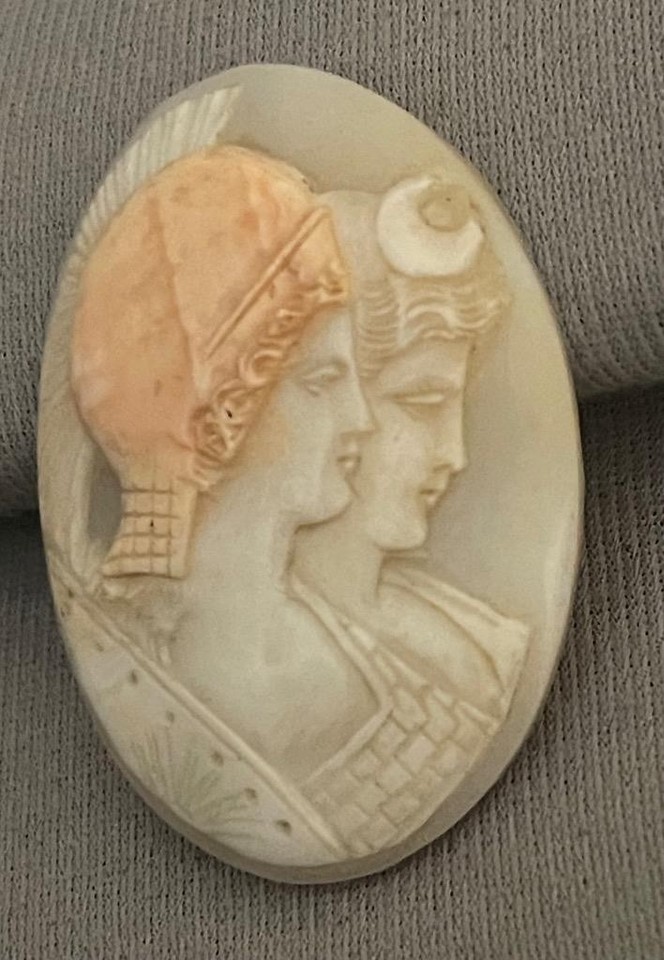 ANTIQUE FINE CARVED UNMOUNTED SHELL CAMEO MINERVA ATHENA GODDESS OF WAR ...