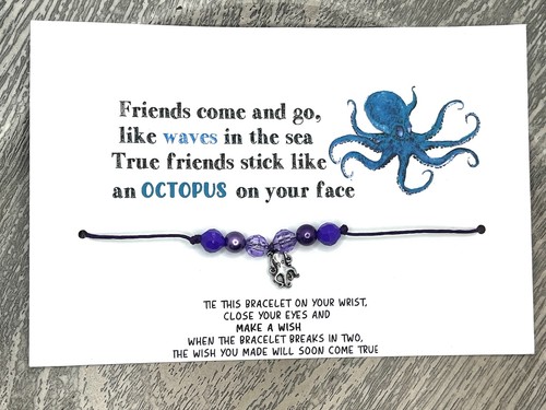 Octopus wish bracelet-Friendship gift-friendship card-true friend ...