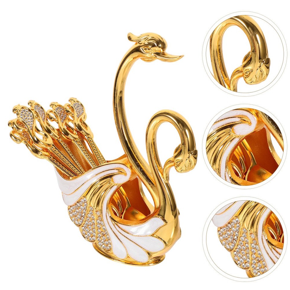 Spoon Set with Holder Creative Coffee Swan Dessert Cake Tableware ...