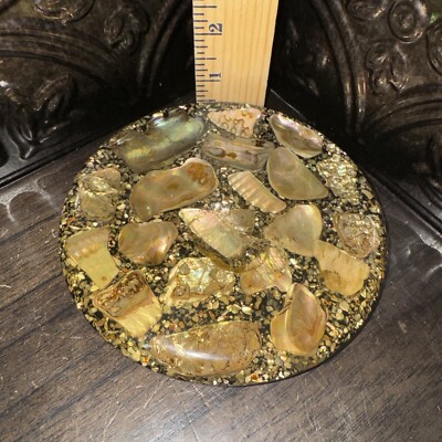 Mid Century Acrylic Resin Art Lucite & Genuine Abalone Shell Trivet | eBay