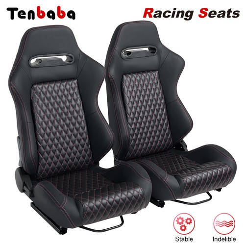 2 Universal Racing Seats Black Faux Leather + Pink String Grid Seats W ...