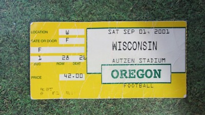 2001 Autzen Stadium Oregon Ducks vs Wisconsin Badgers Ticket Stub | eBay