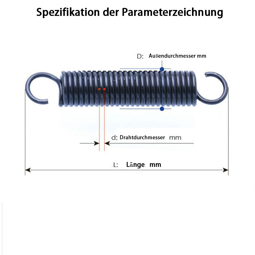 Zugfeder Spannfeder mit Haken Drahtstärke 0,3-2mm Verlängerungsfeder ...