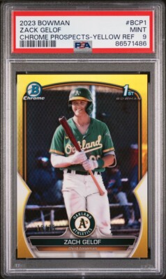 2023 Bowman Chrome Zach Gelof 1st Prospect Yellow Refractor #/75 A’s ...