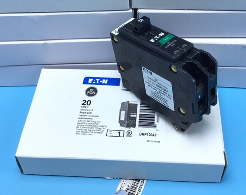 New Circuit Breaker Eaton BRP120AF 20 Amp 1 Pole 120V AFCI Plug-On ...