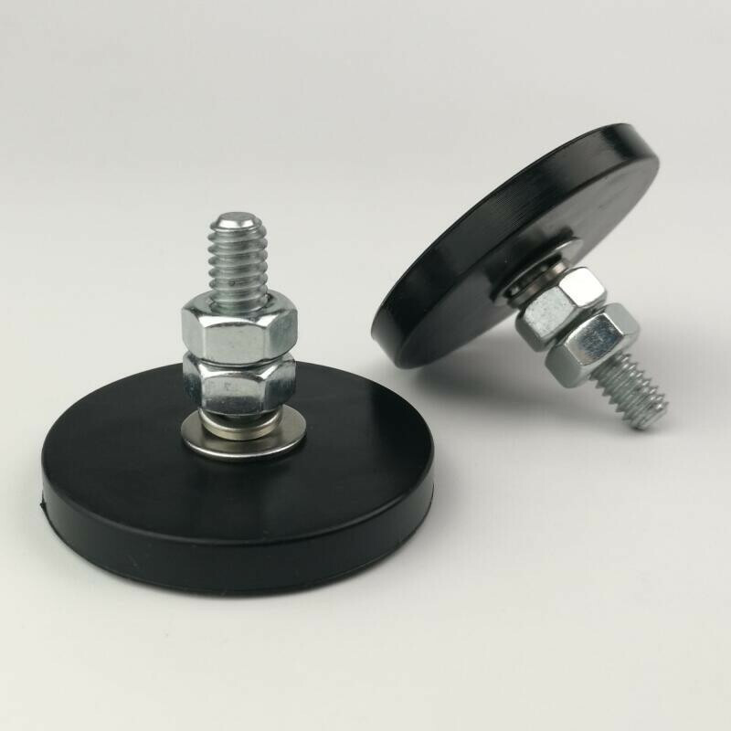 4PCS Rubber Coated Round Magnet D43mm 1/4''-20 Male Threaded Magnetic ...