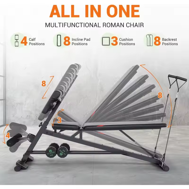 OPPSDECOR 900lbs Adjustable Weight Bench with Hyper Back Extension ...