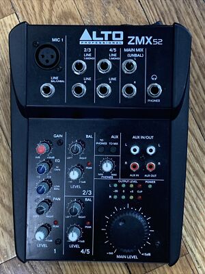 Alto Professional 5-Channel, 2-Bus Mixer ZMX52 Power Corded Used - No ...