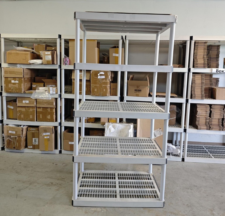 HDX 5 Tier Shelves Heavy Duty Plastic Ventilated Storage Rack 36x24x72 ...