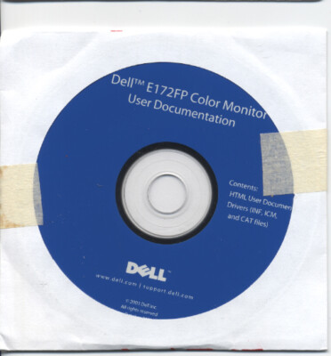 DELL E172FP Color Monitor User Documentation XP Drivers CD DVD Disc ...