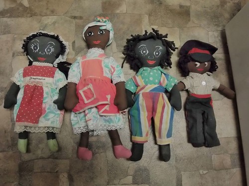 4 1960s Jamaican Cloth Rag Dolls Tallest 16" Shortest 12" All Are Very ...