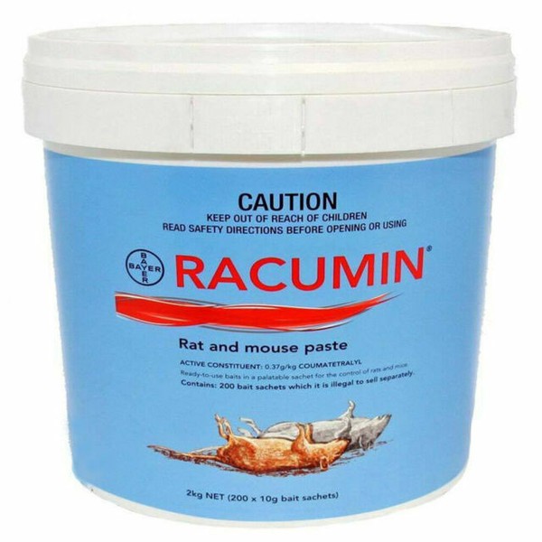Racumin Rat and Mouse Paste Bait 200 Sachets Coumatetralyl Bayer 2kg ...