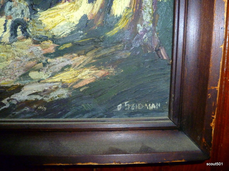 1950s Signed Painting G George Seidman Hunter Man In Forest Of Trees By ...