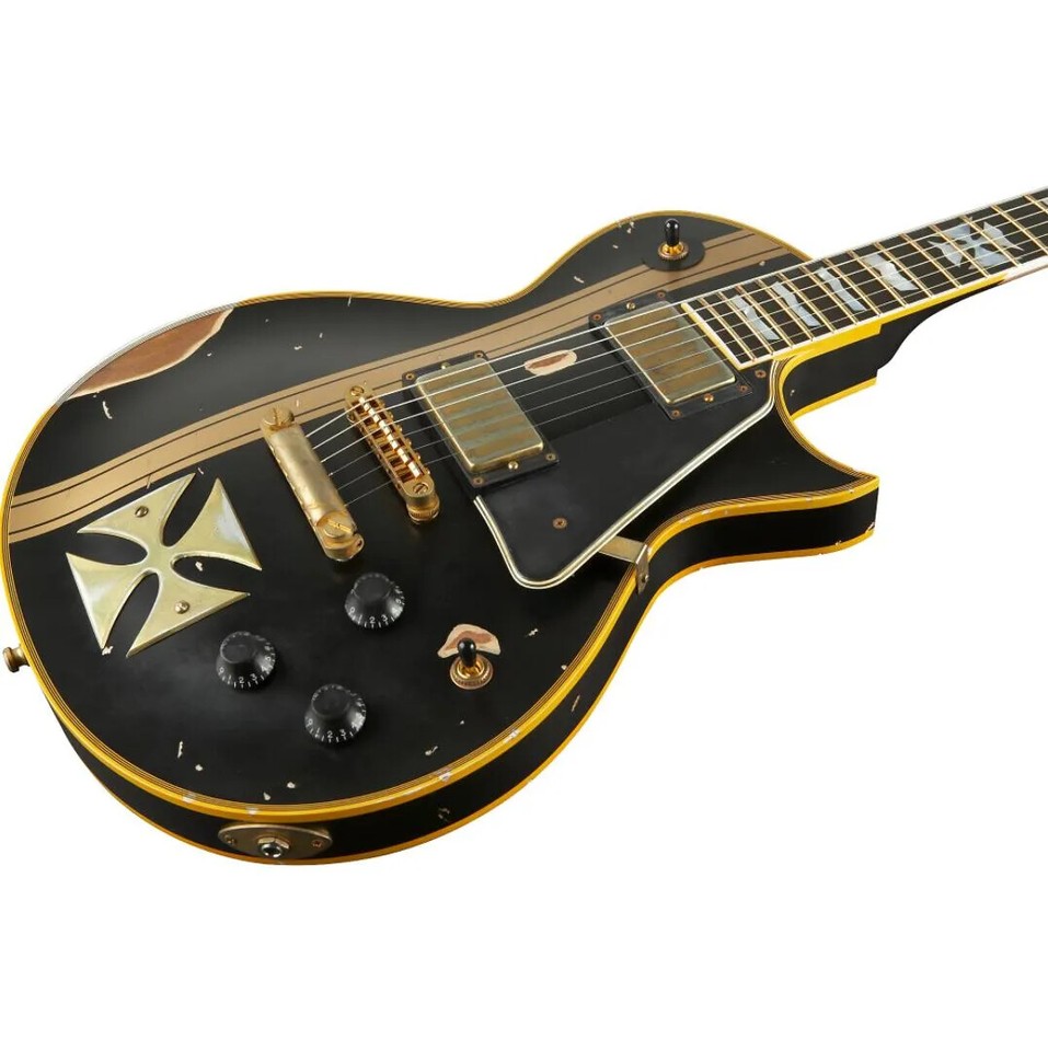 Super Rare James Hetfield Heavy Relic Black Electric Guitar Iron Cross ...