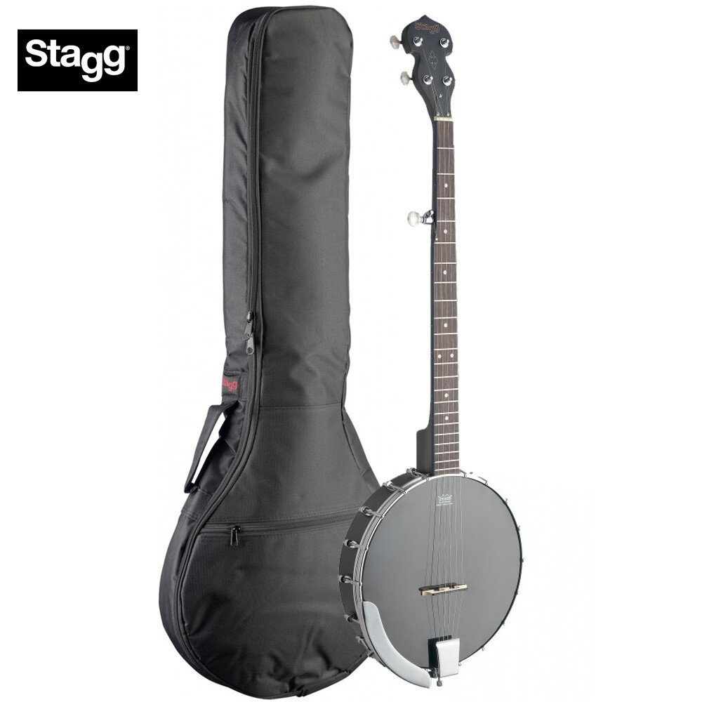 Stagg 5-String BJW-OPEN-5 Open Back Banjo Matte Black with Padded Gig ...