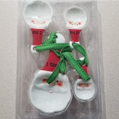 Christmas Santa Measuring Spoon Set Decorative Holiday Kitchen Baking ...