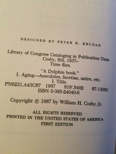 AUTOGRAPHED Bill Cosby Signed First Edition Book "Time Flies" AUTOGRAPH ...